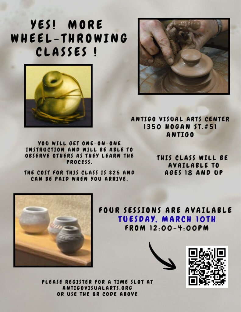 3/10- Wheel Throwing- Class is filled! – Antigo Visual Arts